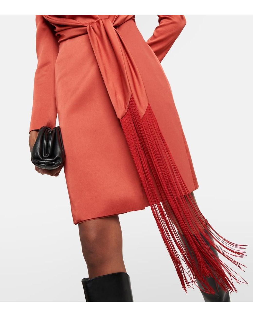 Max Mara Maura Wrap Satin Minidress in Red | Lyst