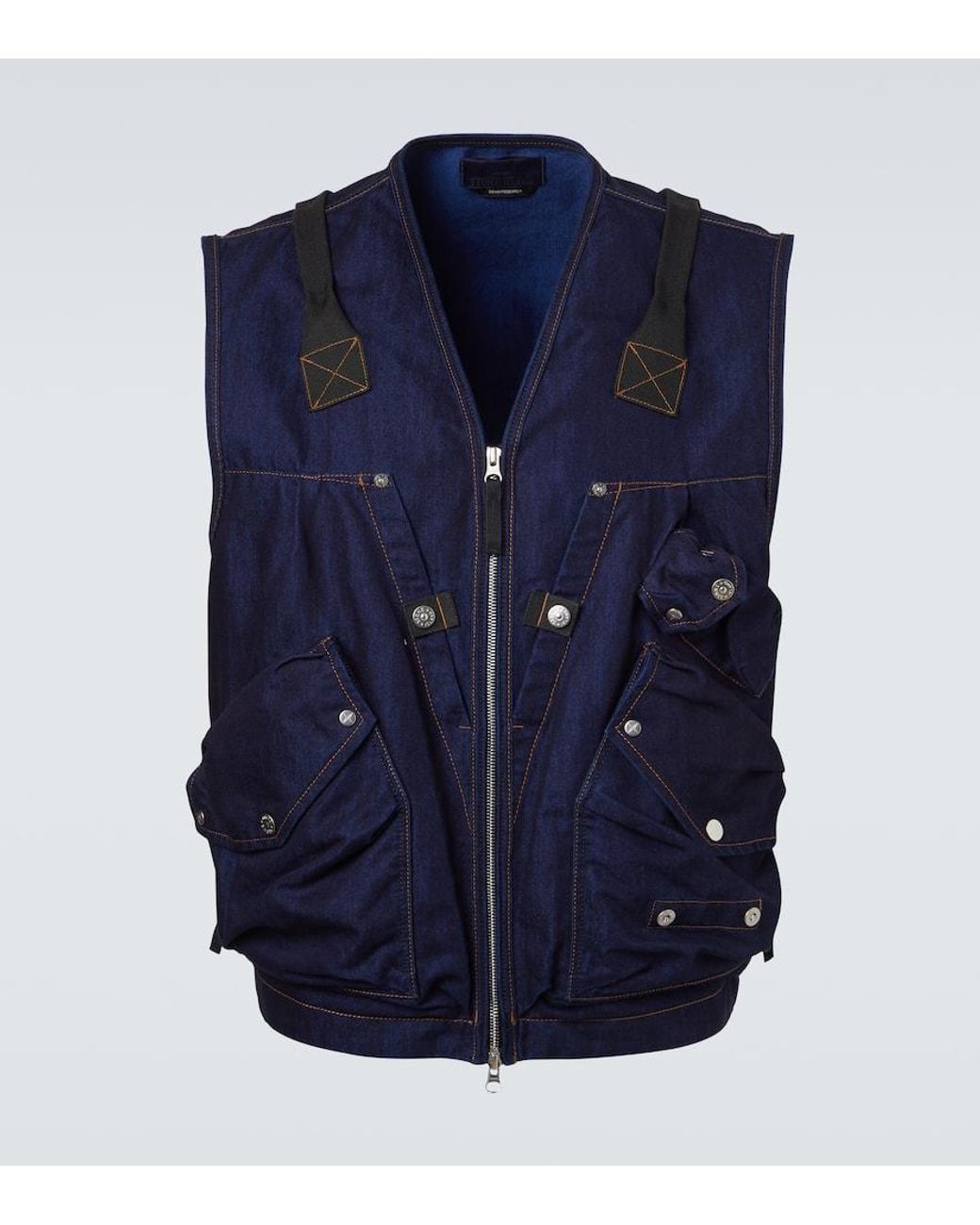 Stone Island Denim Cargo Vest in Blue for Men | Lyst UK