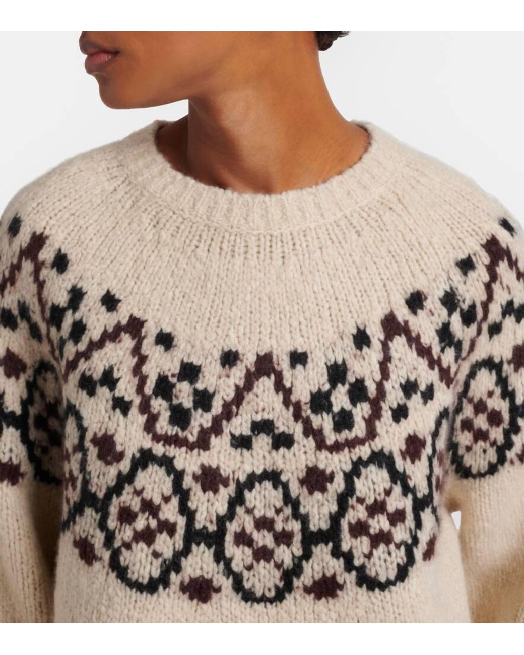 Nili Lotan Chrissy Fair Isle Jacquard Sweater in Natural | Lyst