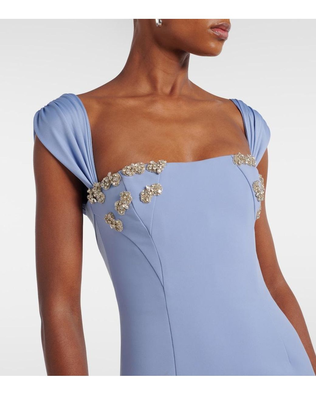 Rachel Gilbert Malia Embellished Crepe Corset Gown in Blue | Lyst