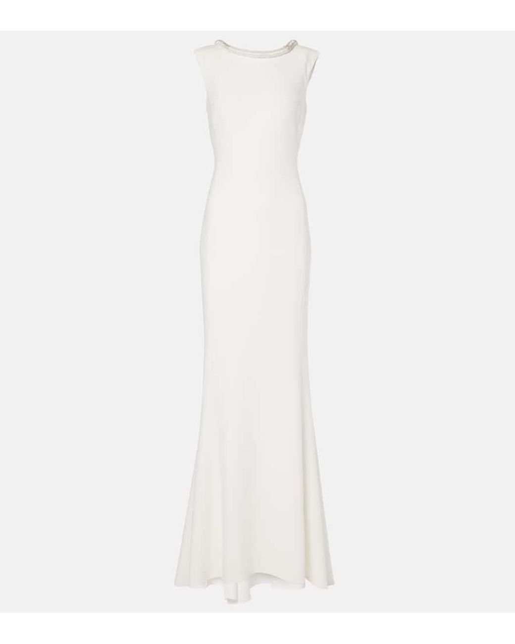 Max Mara Bridal Corsica Embellished Cady Gown in White | Lyst