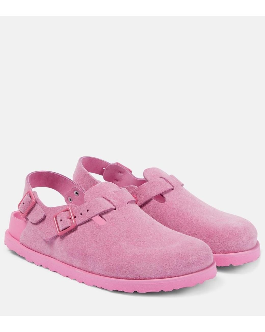 Birkenstock Tokio Suede Slingback Clogs in Pink | Lyst