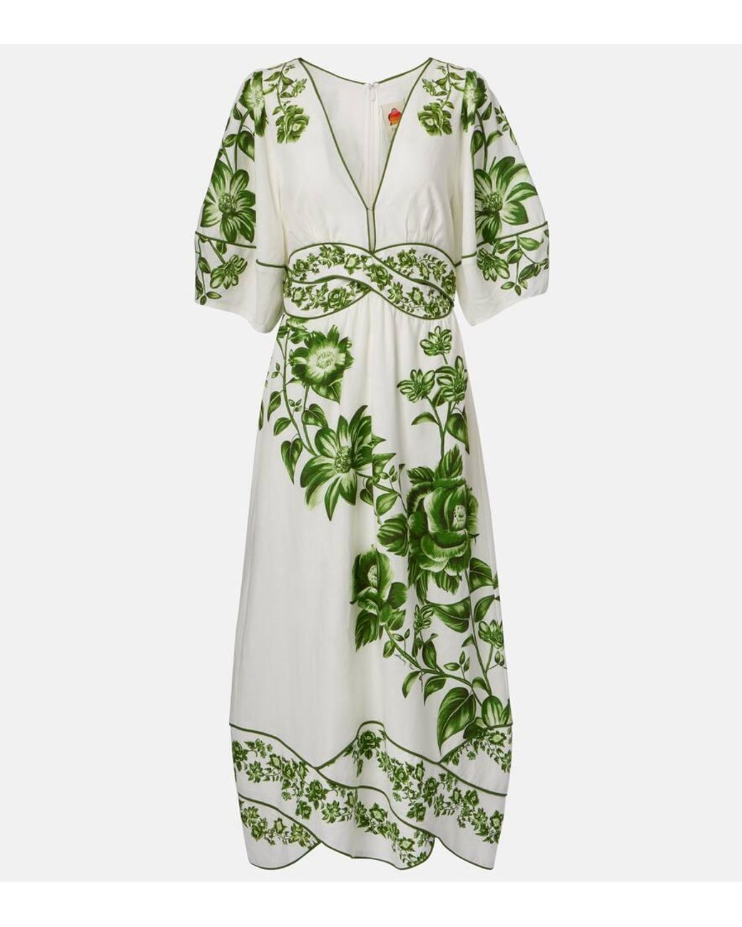 FARM Rio Yard Linen-Blend Midi Dress in Green | Lyst