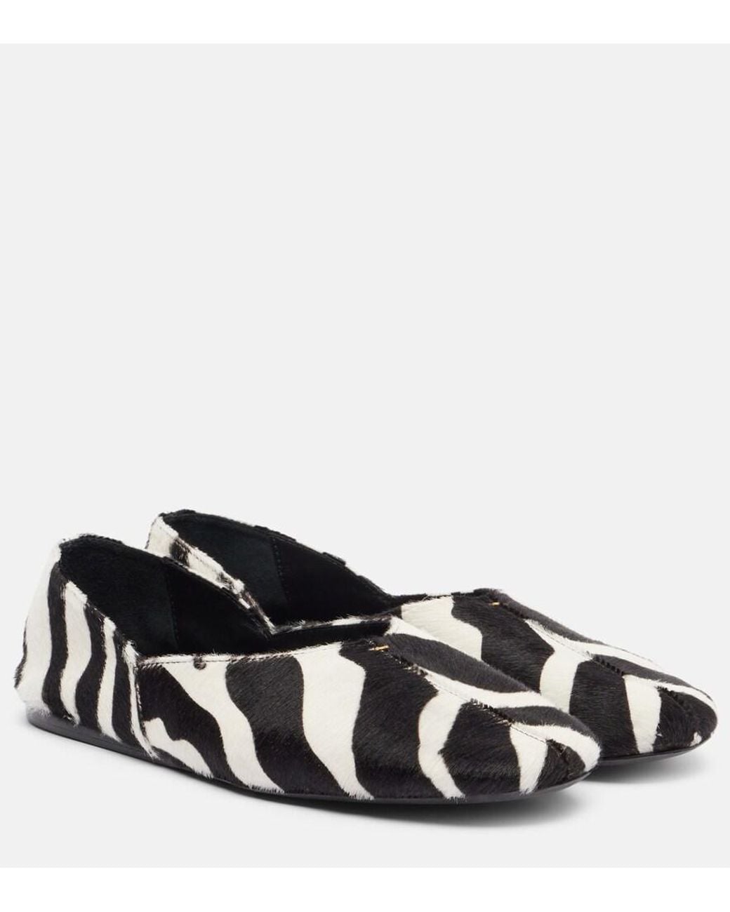 KHAITE Jane Zebra-Print Calf Hair Ballet Flats in Black | Lyst