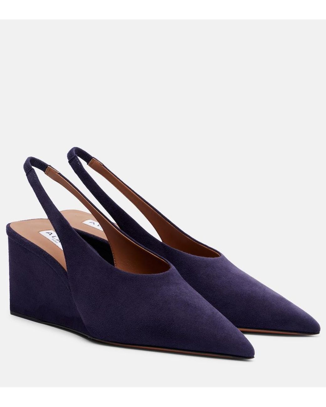 Alaïa Cube Suede Wedge Slingback Pumps in Blue | Lyst