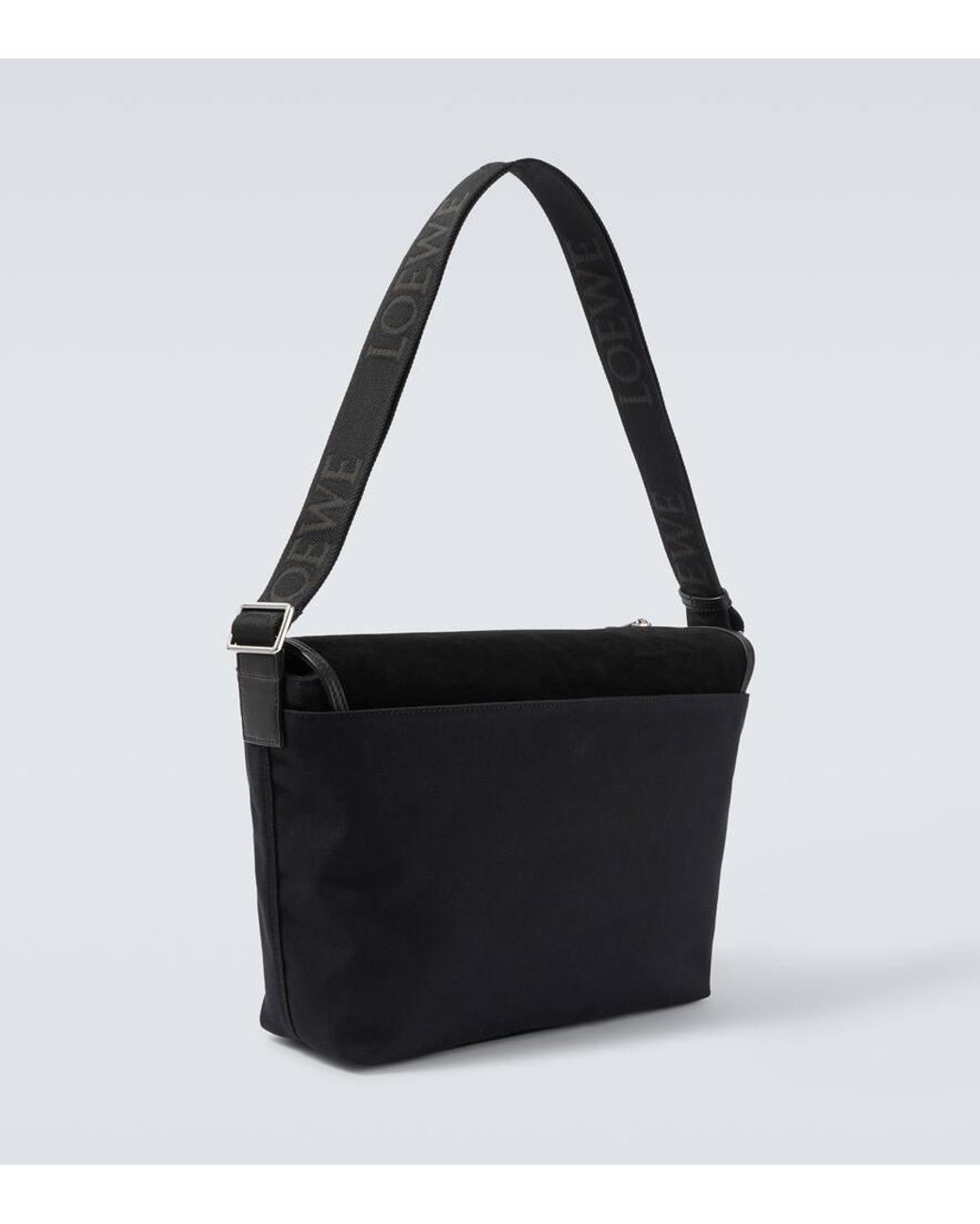 Loewe Flex Medium Canvas And Suede Messenger Bag in Black for Men | Lyst UK