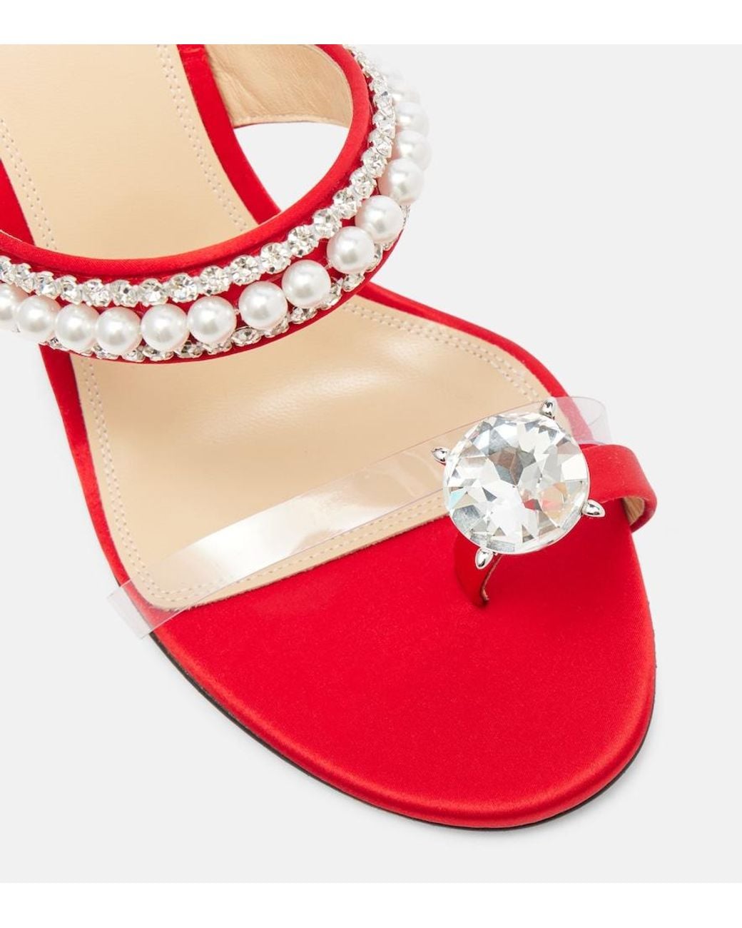 Mach & Mach Diamond Of Elizabeth 90 Satin Mules in Red | Lyst
