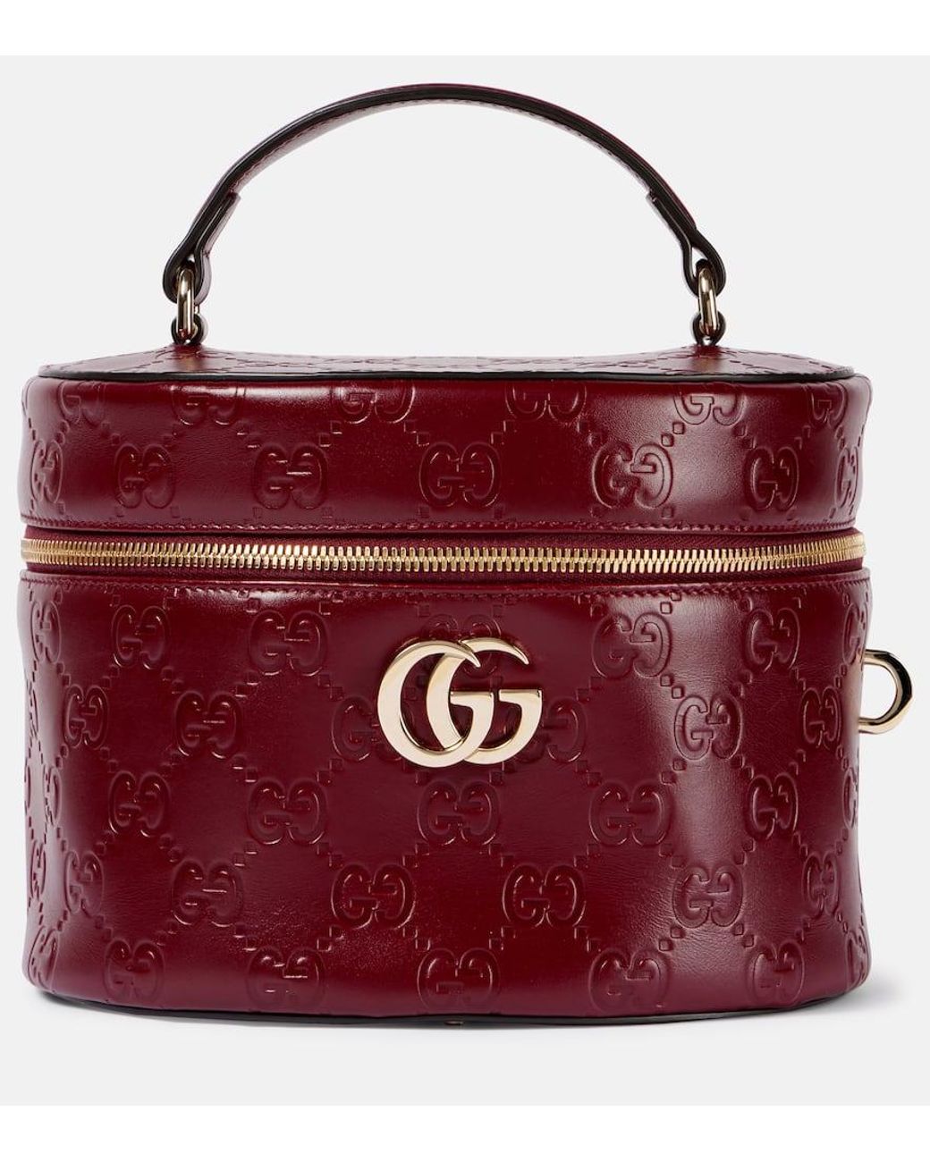 Gucci Gg Embossed Leather Vanity Bag in Red | Lyst