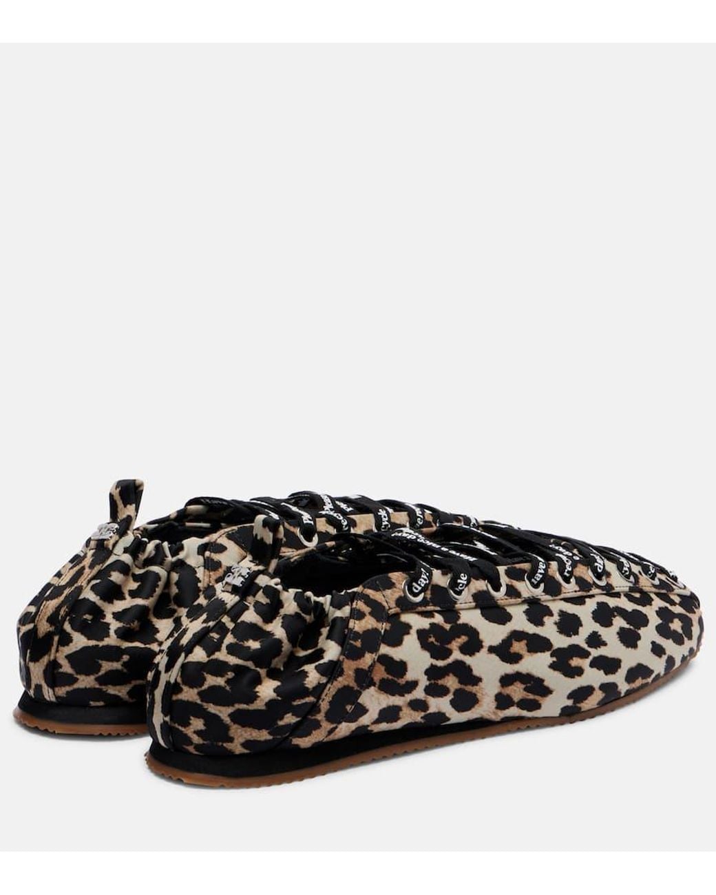Ganni Leopard-Print Ballet Flats in Black | Lyst