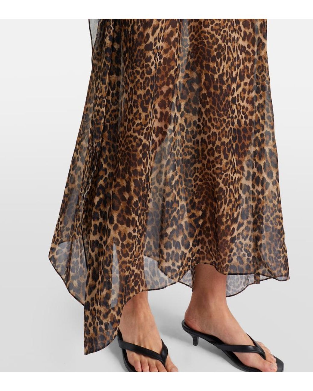 Nili Lotan Erica Leopard-Print Semi-Sheer Silk Kaftan in Brown | Lyst