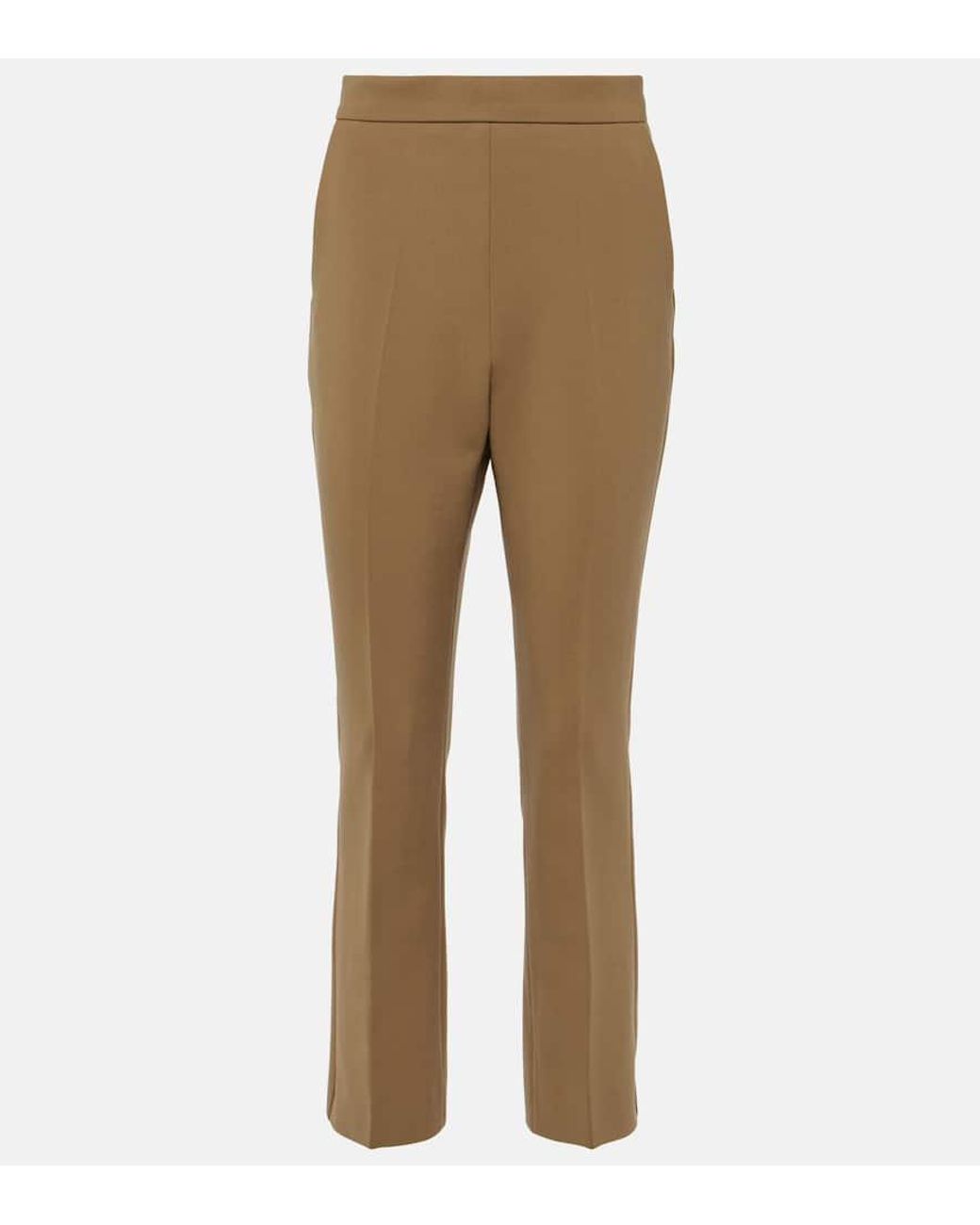 Max Mara Nepeta Wool-Blend Crepe Straight Pants in Natural | Lyst