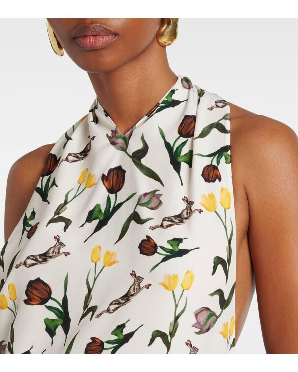 Marni Floral Poplin Maxi Dress in Metallic | Lyst