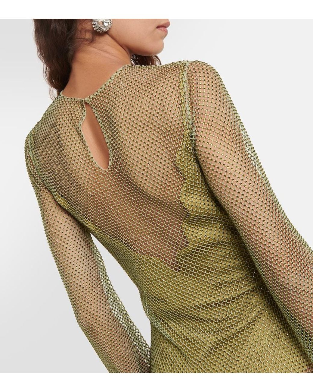Galvan London Gloria Crystal-Embellished Maxi Dress in Green | Lyst
