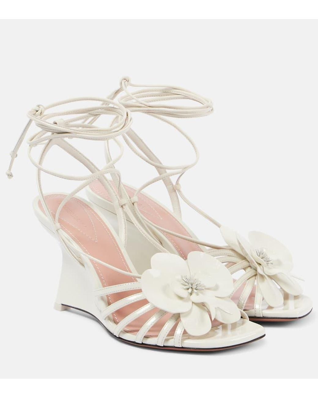 Zimmermann Orchid 85 Leather Wedge Sandals in White | Lyst