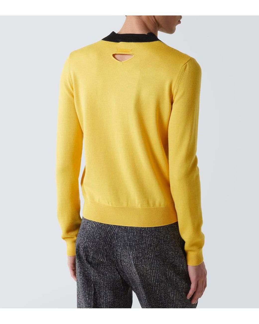 Prada Trompe L'Oil Virgin Wool Sweater in Yellow for Men | Lyst