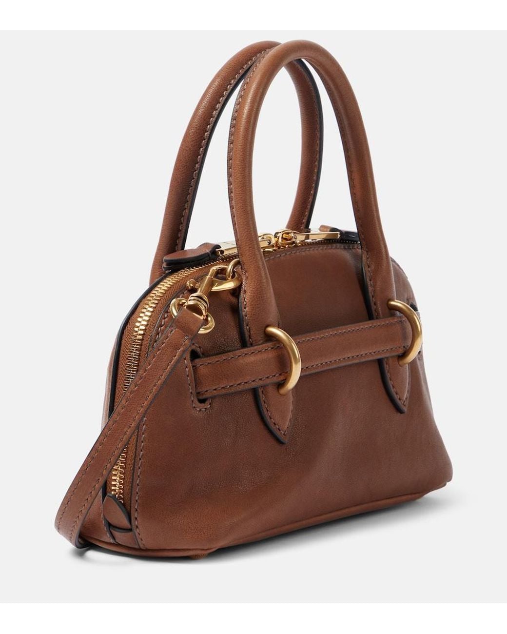 Miu Miu Aventure Mini Leather Tote Bag in Brown | Lyst