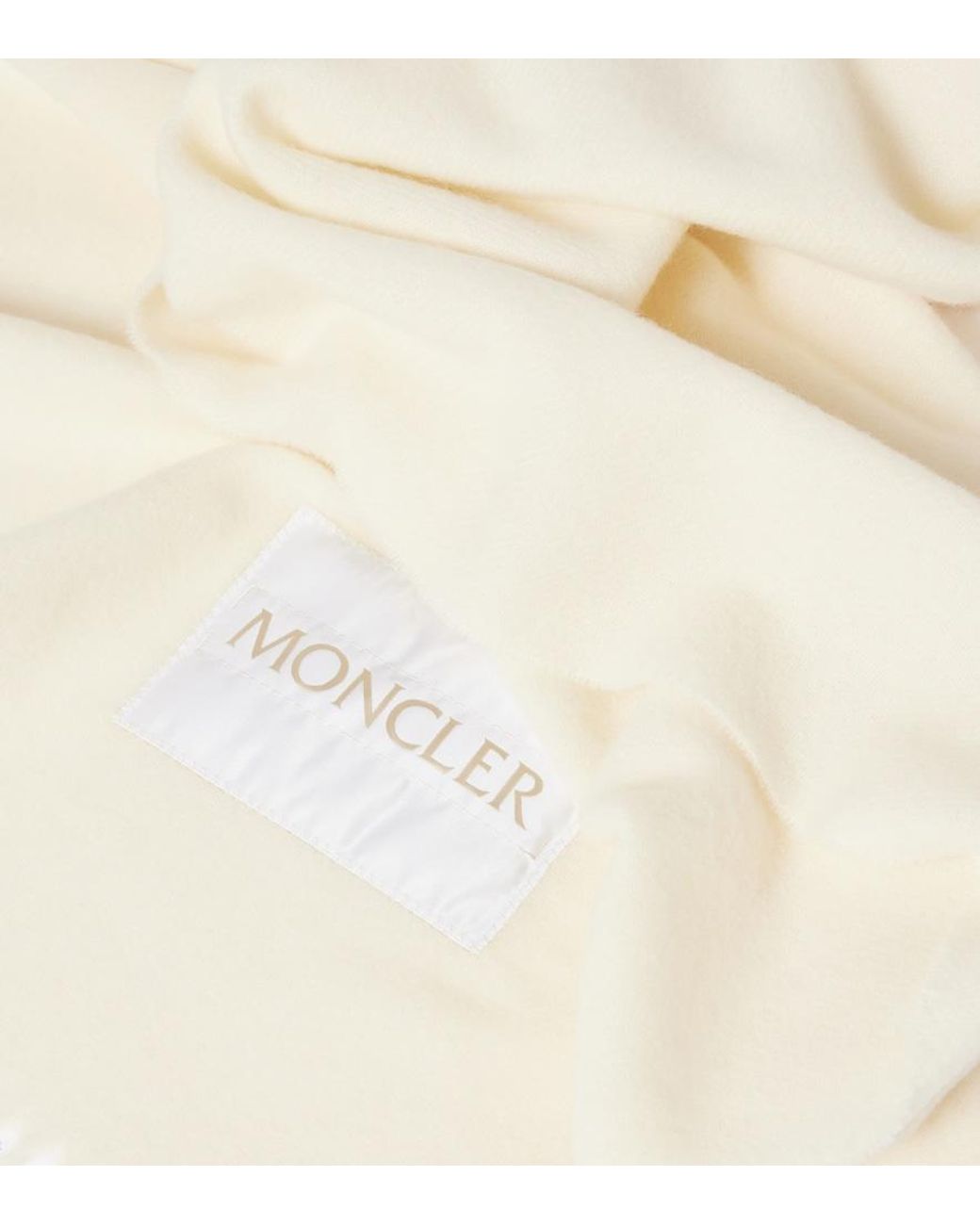Moncler Logo Virgin Wool Felt Scarf in White | Lyst