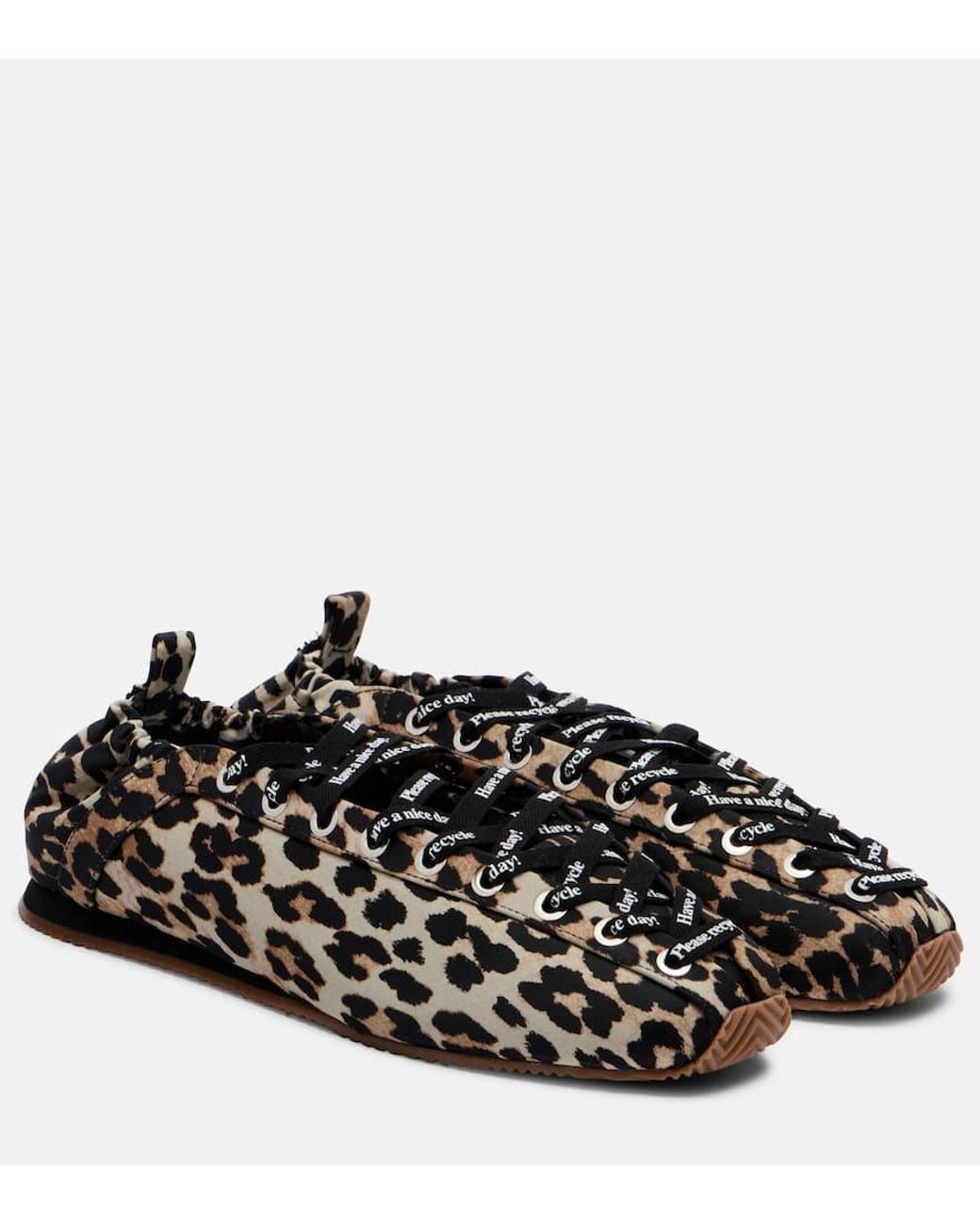 Ganni Leopard-Print Ballet Flats in Black | Lyst