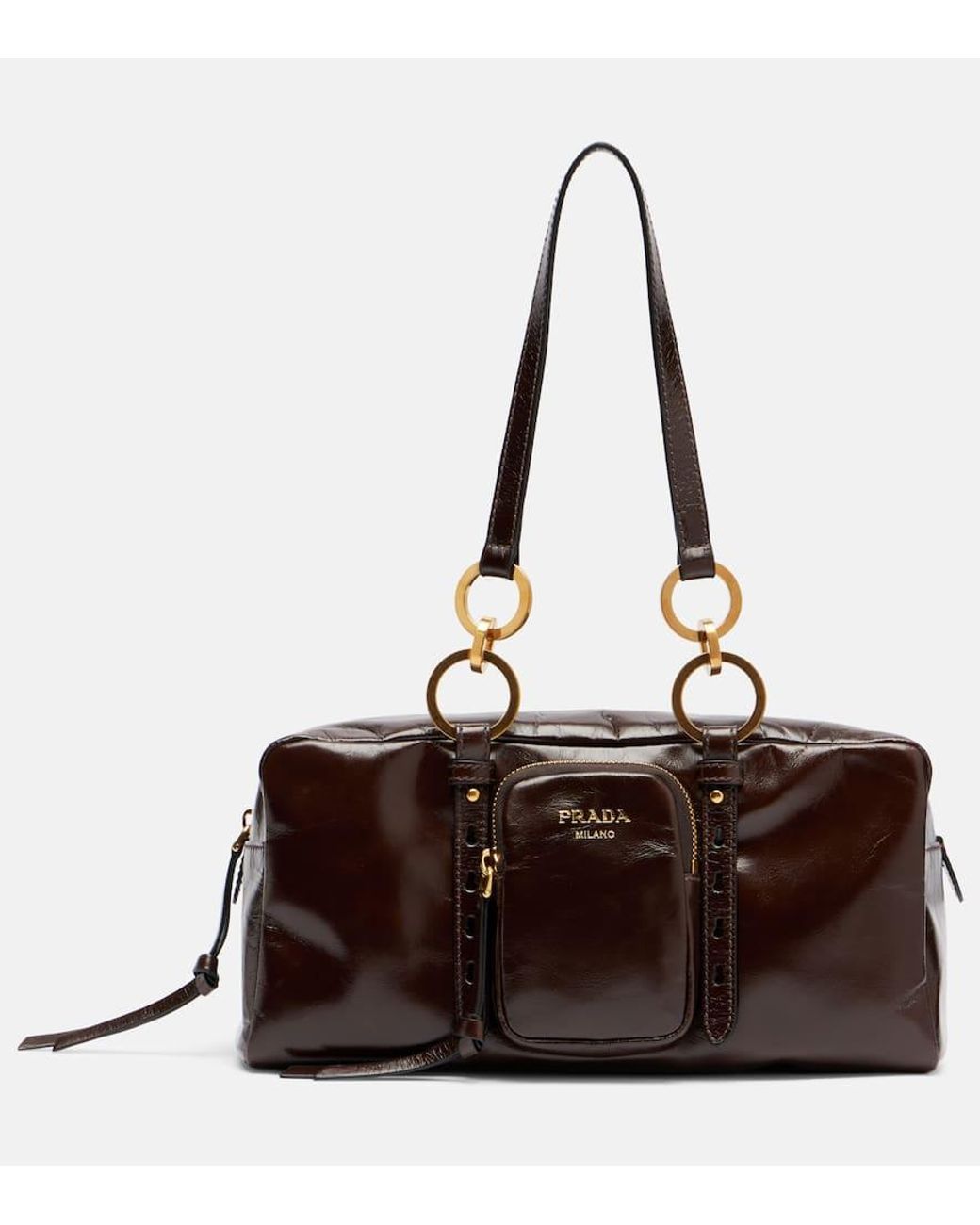 Prada Dangle Medium Leather Shoulder Bag in Brown | Lyst