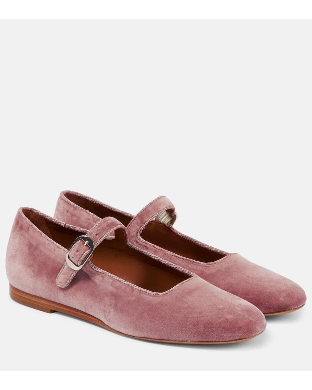 Le Monde Beryl Velvet Mary Jane Ballet Flats in Pink | Lyst