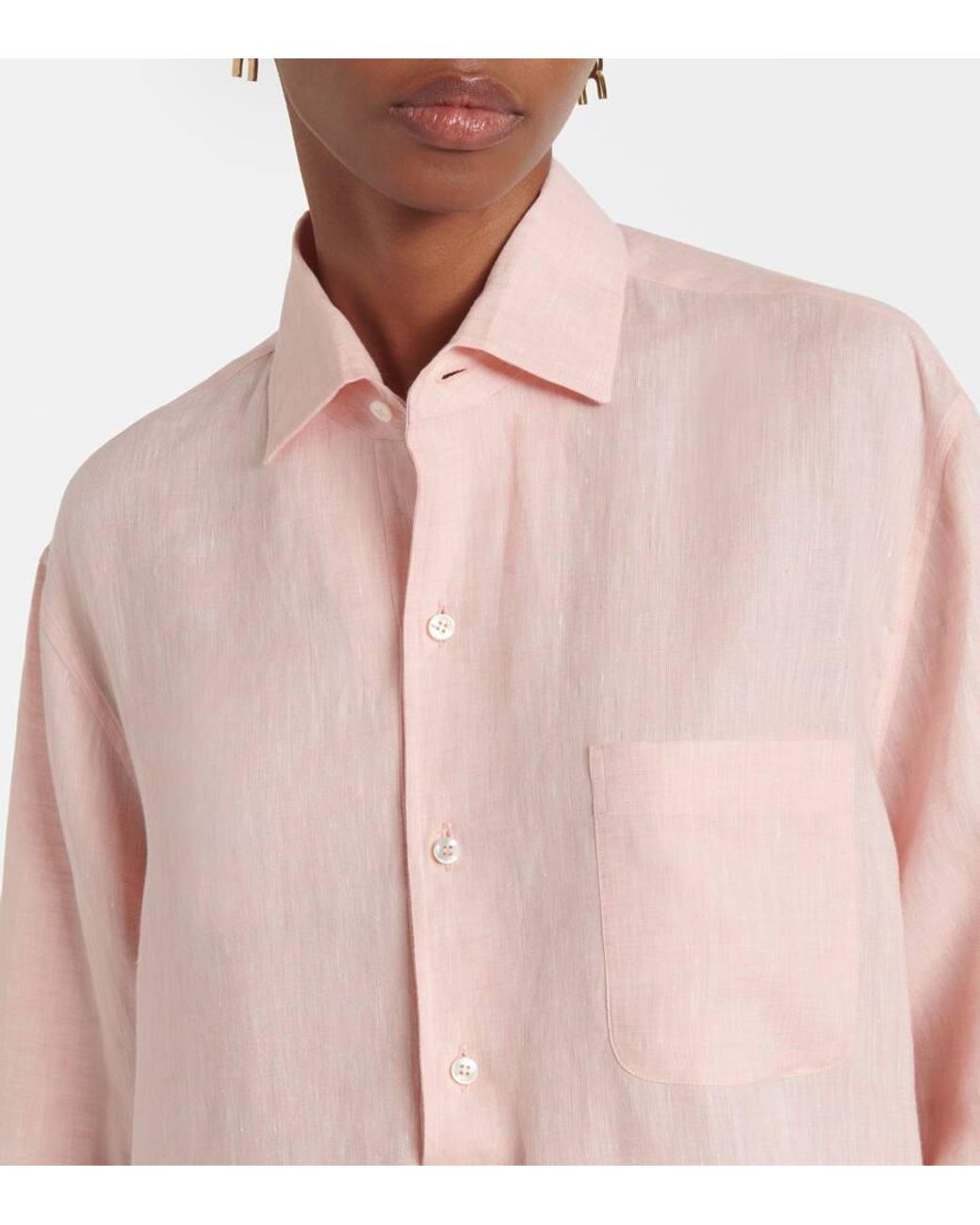 Loro Piana Lora Linen Shirt Dress in Pink | Lyst