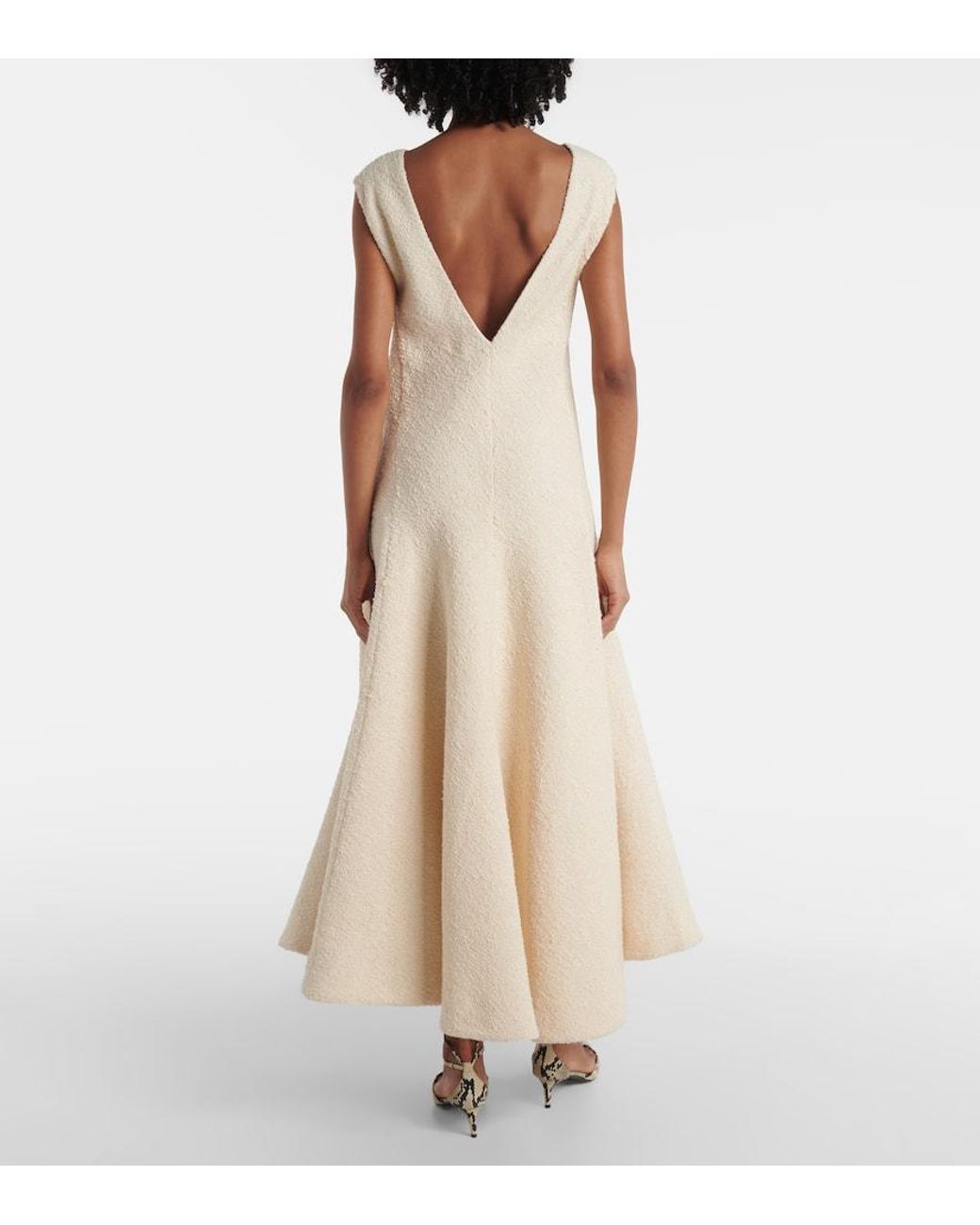 KHAITE Mellie Boucle Maxi Dress in White | Lyst