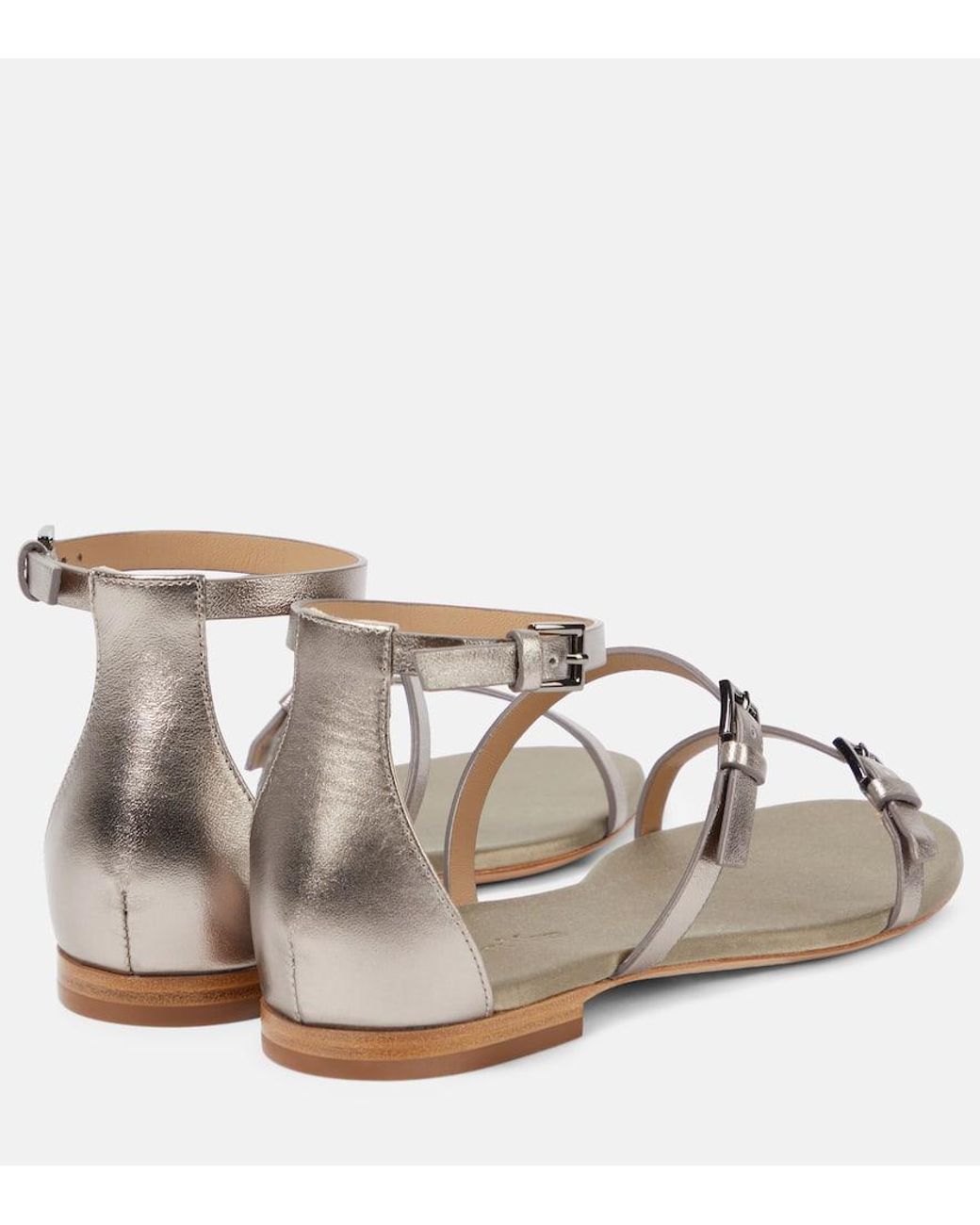 Max Mara Metallic Leather Sandals | Lyst