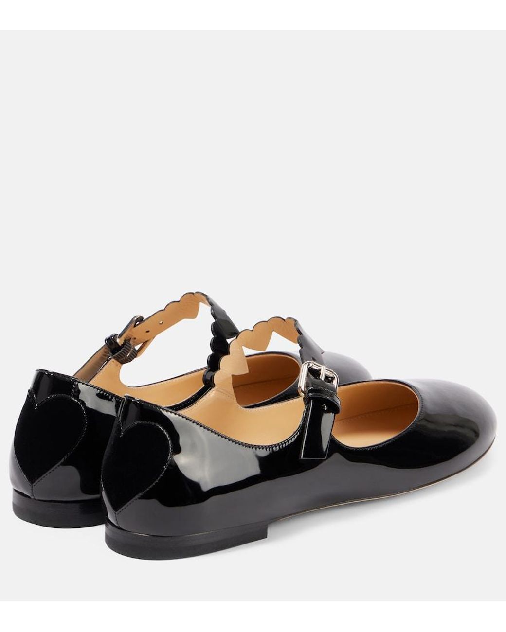 Mach & Mach Special Heart Patent Leather Ballet Flats in Black | Lyst