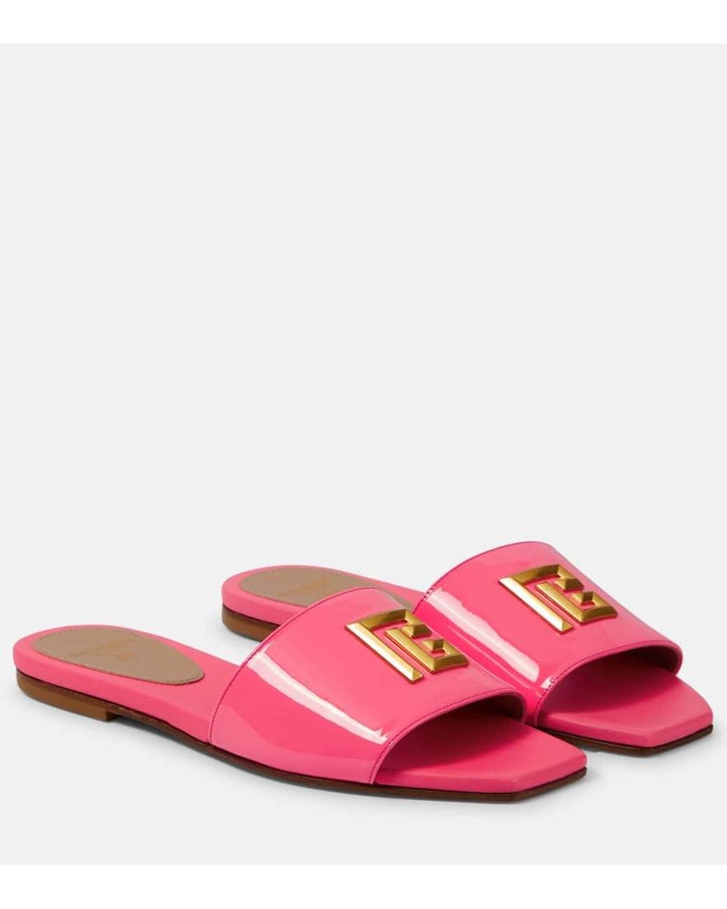 Balmain Patent Leather Sandals in Pink | Lyst