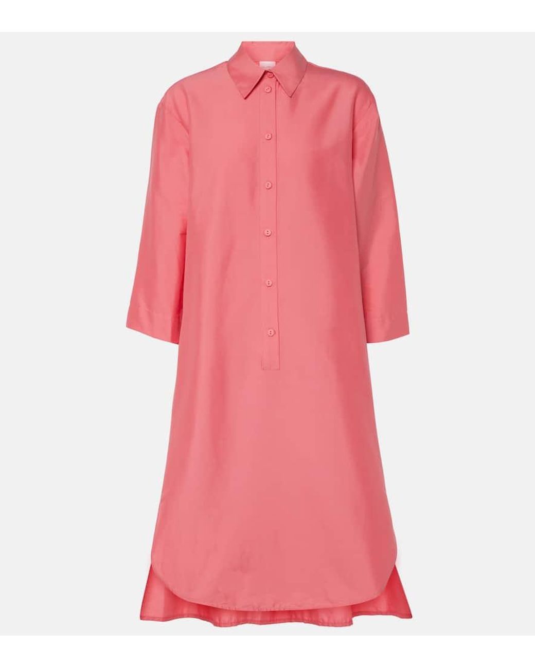 Max Mara Quincy Cotton-Blend Poplin Midi Dress in Pink | Lyst