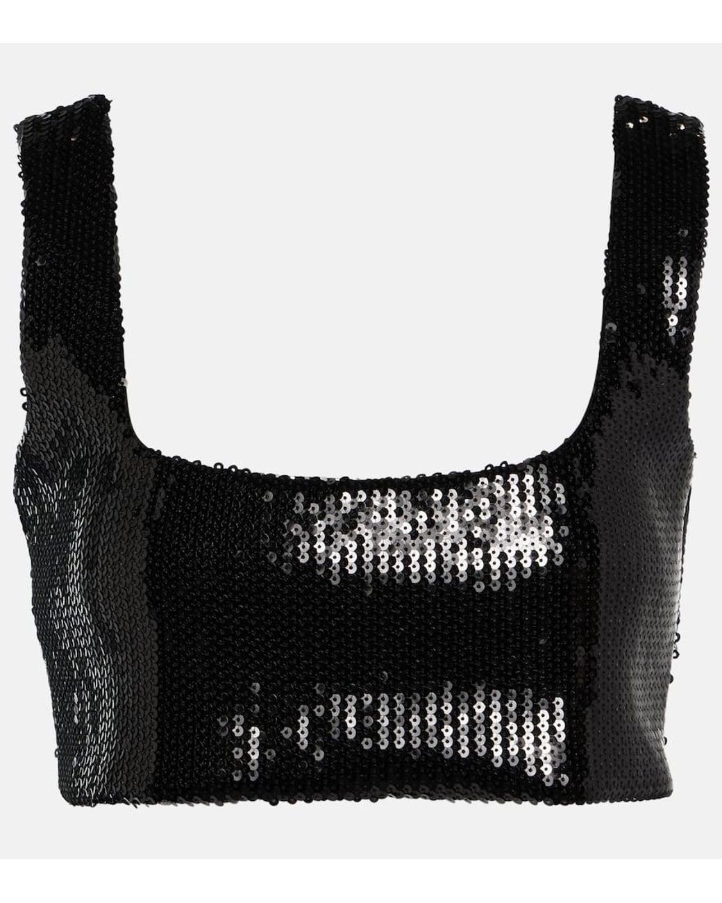 Galvan London Beating Heart Sequin Top in Black | Lyst