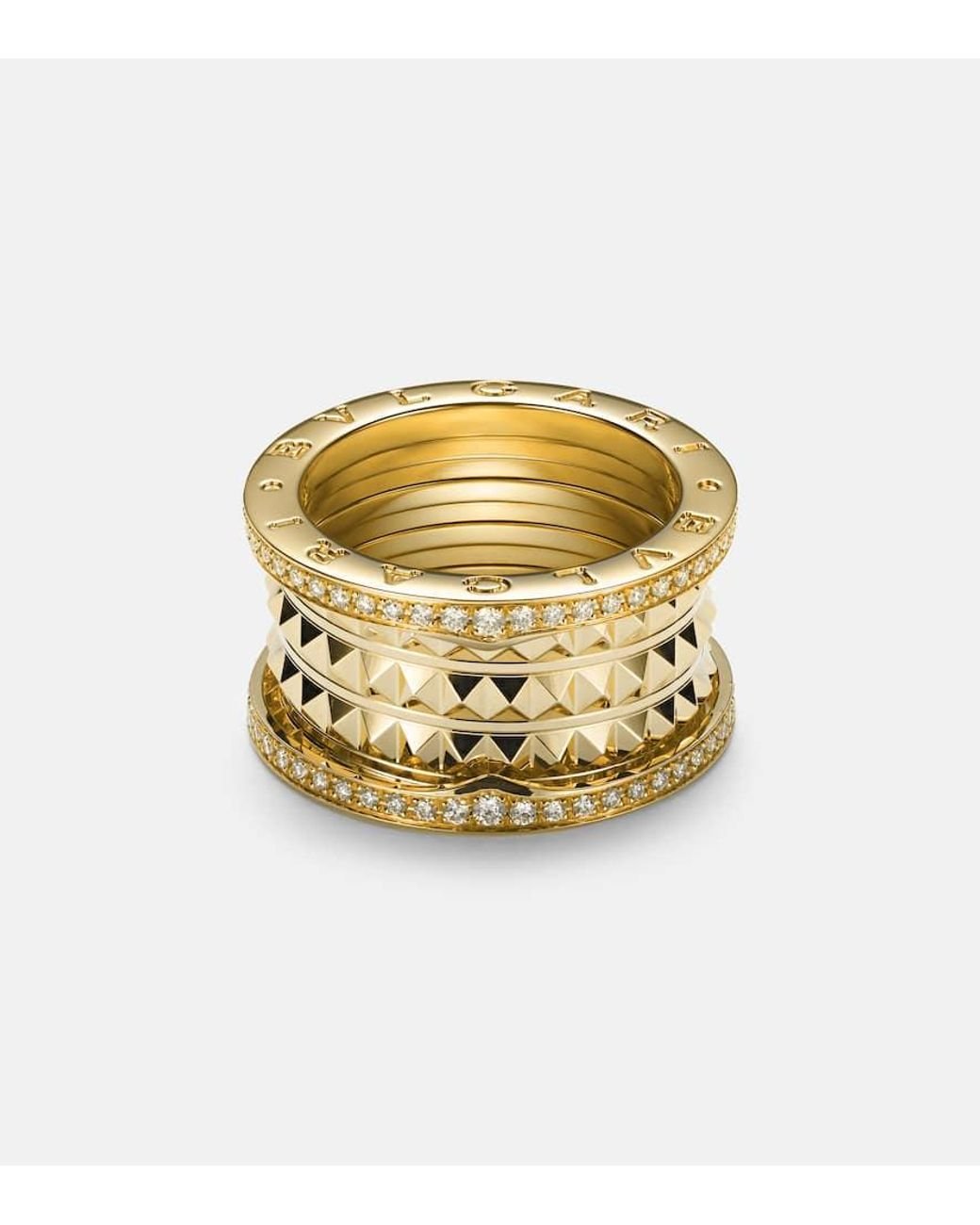 BVLGARI B.Zero1 Rock 18Kt Ring With Diamonds in Metallic | Lyst