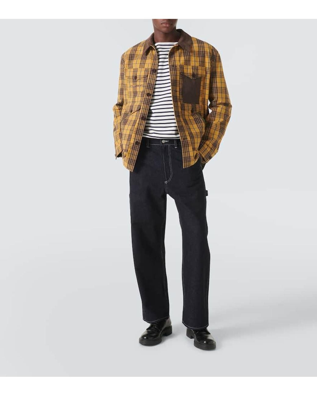 Junya Watanabe Checked Cotton Flannel Jacket in Yellow for Men | Lyst