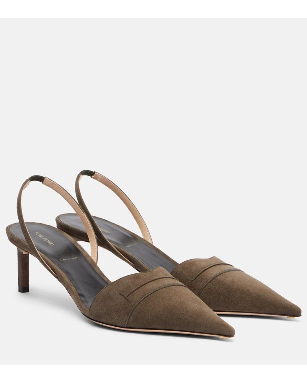 Tom Ford Eva 55 Suede Slingback Pumps in Brown | Lyst