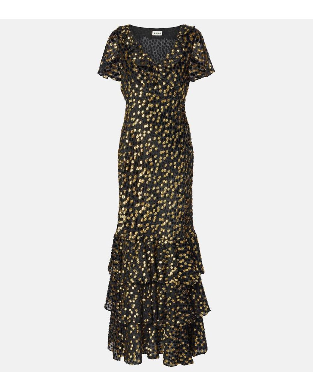 RIXO London Amelle Embellished Tiered Maxi Dress in Green | Lyst