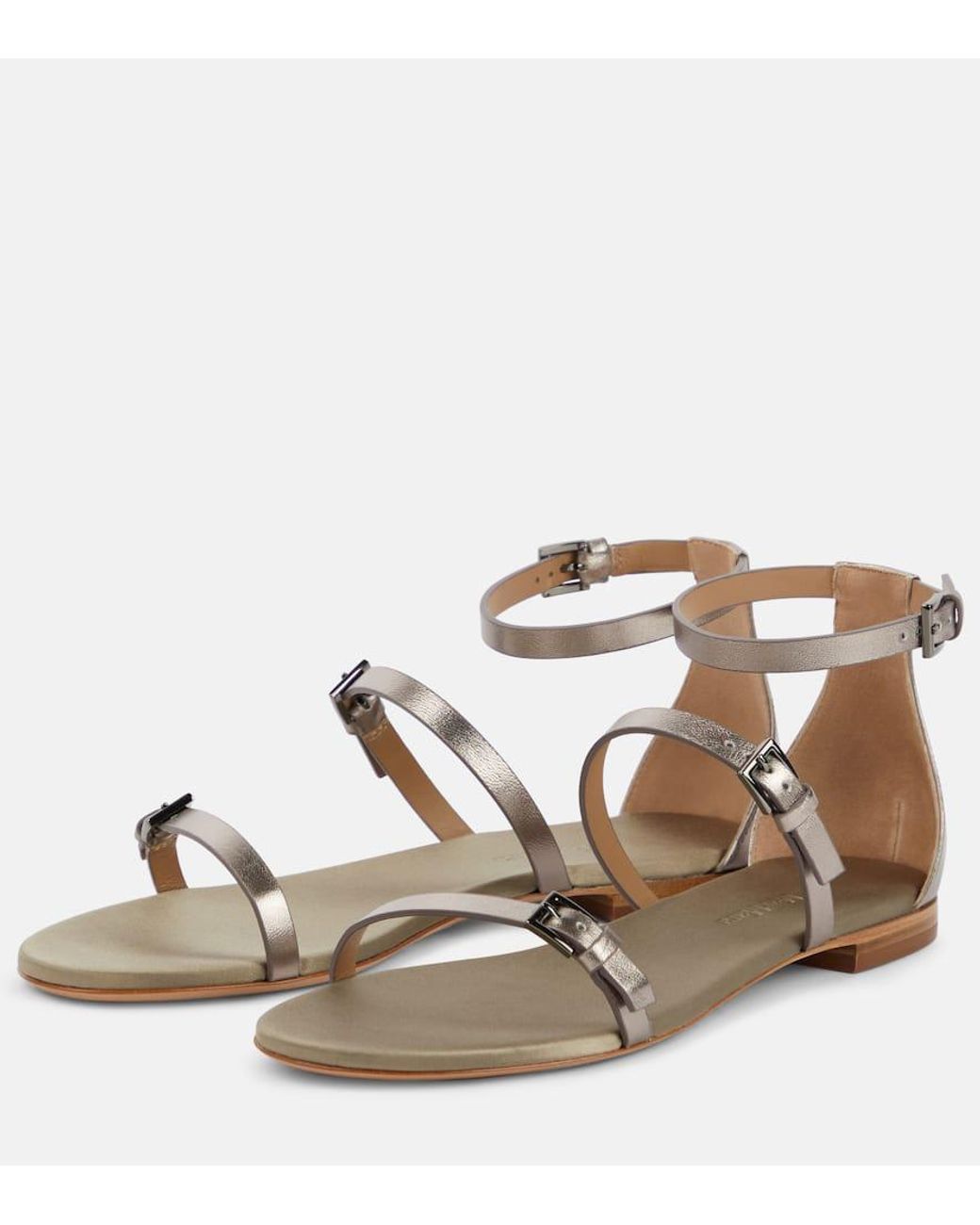 Max Mara Metallic Leather Sandals | Lyst