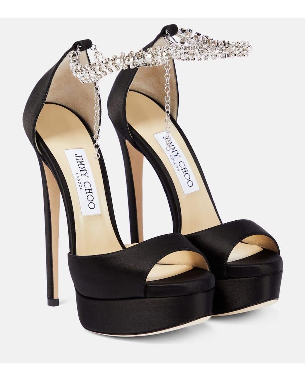 Jimmy Choo Max Bing 150 Embellished Satin Platform Sandals Jimmy Choo Max Bing 150 Embellished Satin Platform Sandals