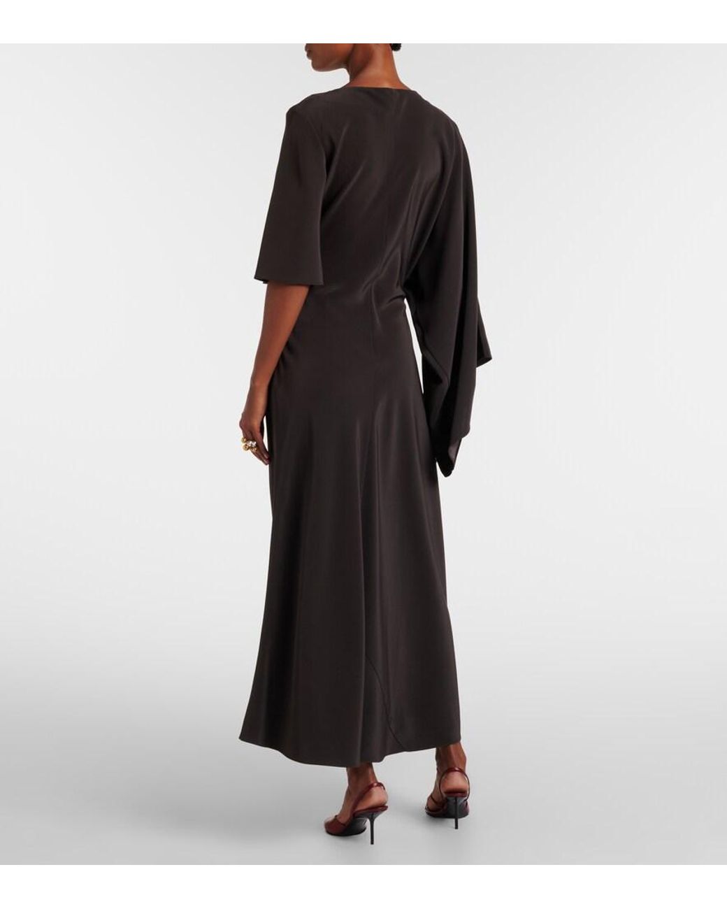 JOSEPH Joya Satin Twill Midi Dress in Black | Lyst