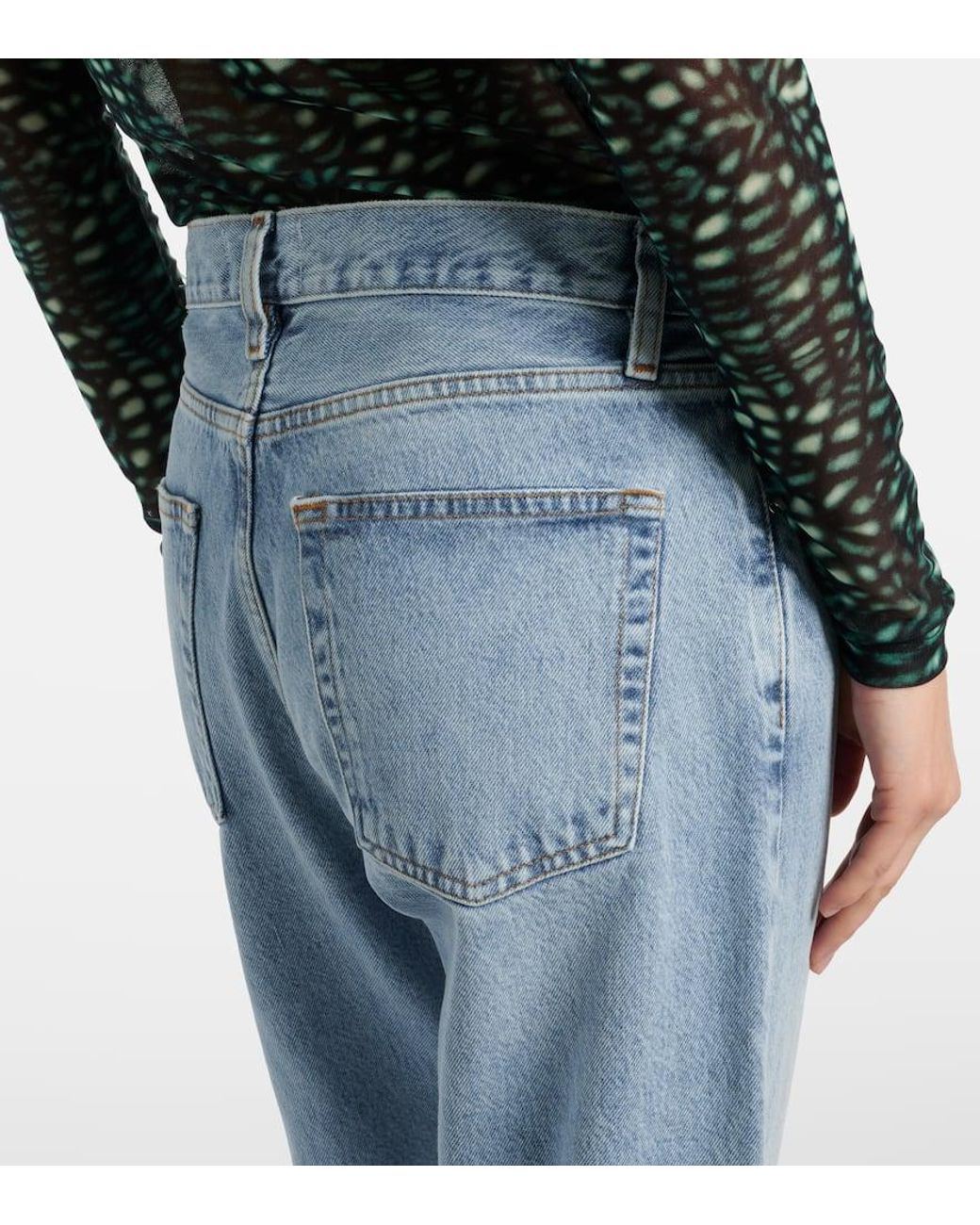 FRAME The Hang High-Rise Straight Jeans in Blue | Lyst
