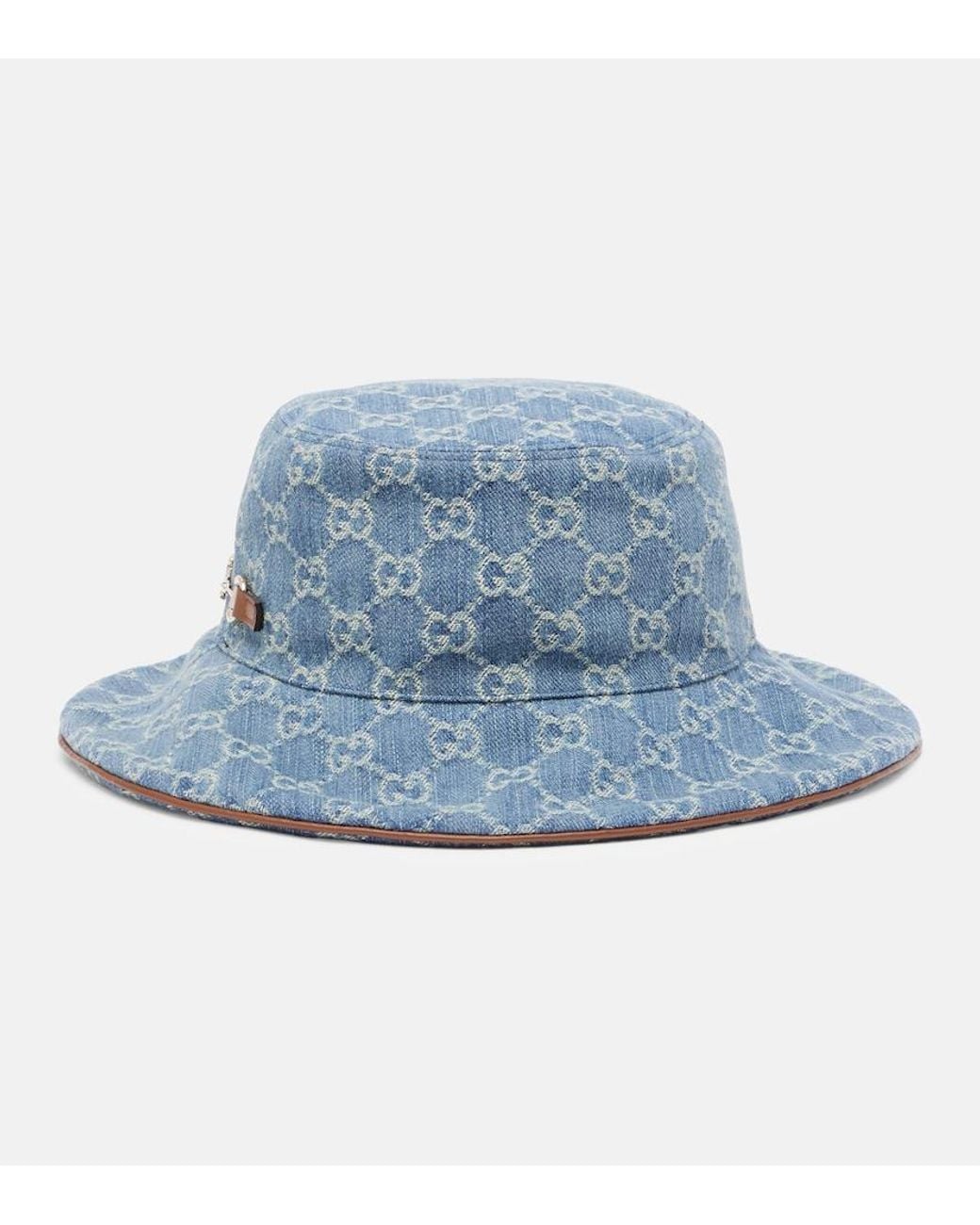 Gucci Horsebit Denim Bucket Hat in Blue | Lyst