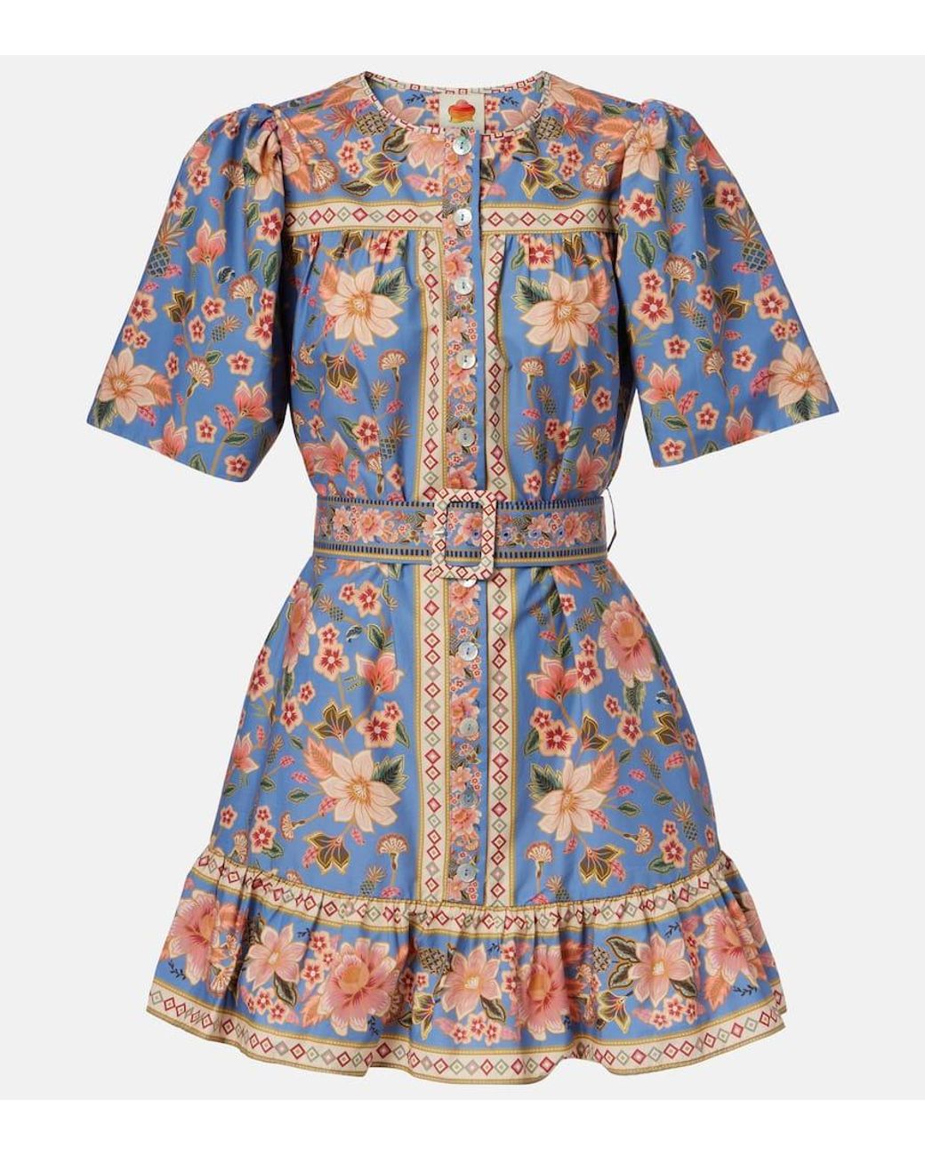 FARM Rio Superbloom Tapestry Cotton Shirt Dress in Blue | Lyst