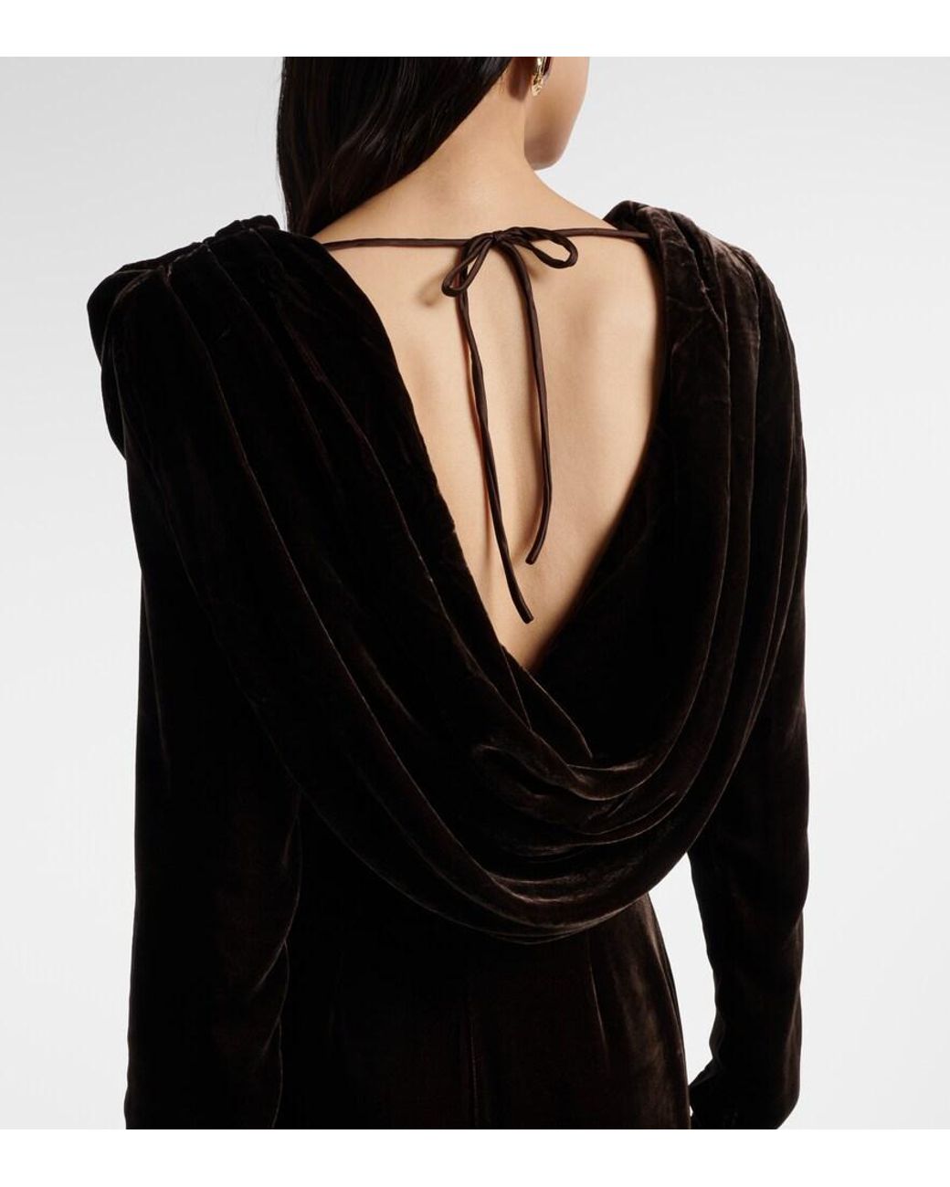 ROTATE BIRGER CHRISTENSEN Draped Velvet Gown in Black | Lyst