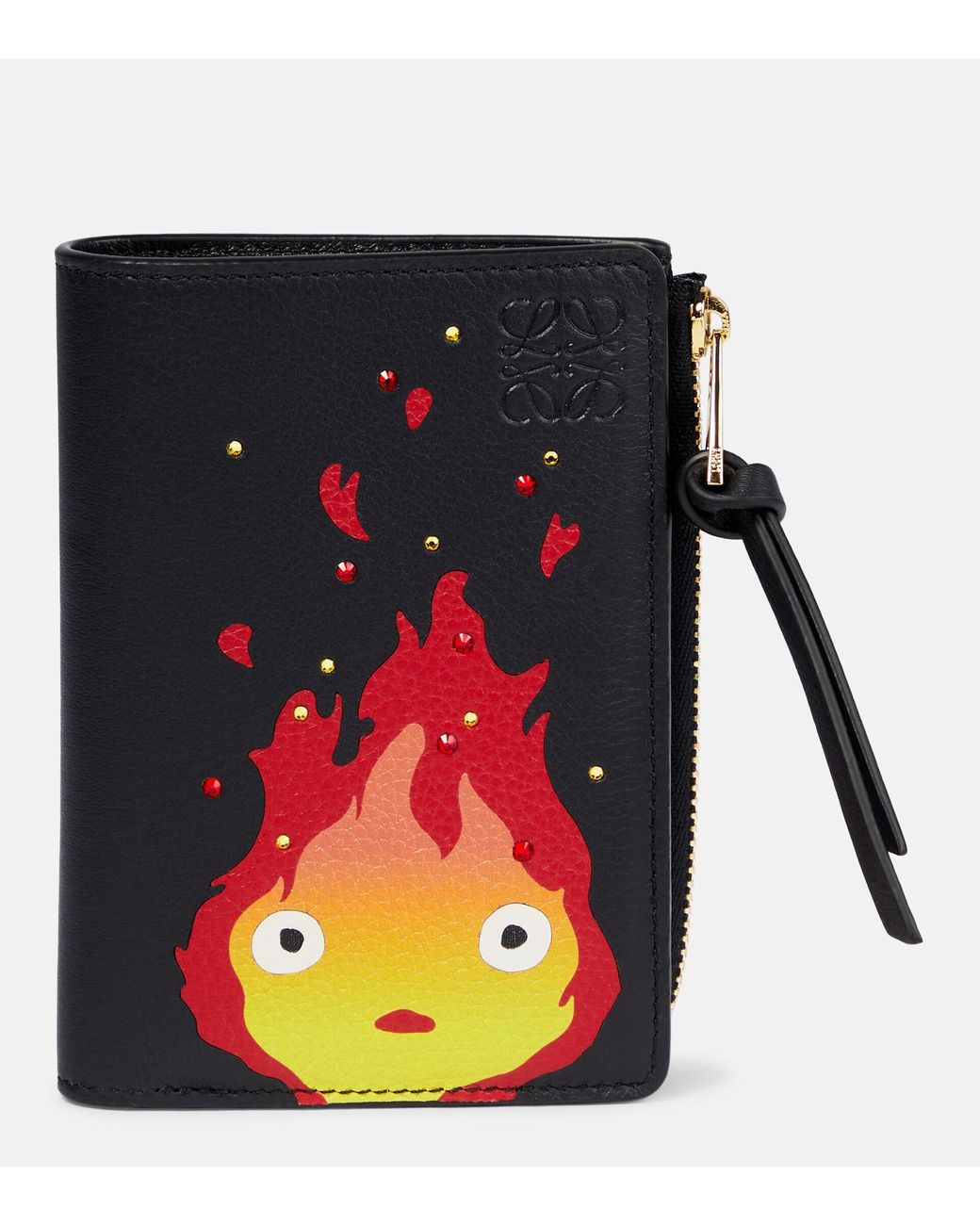 Loewe X Howl's Moving Castle Calcifer Embellished Leather Wallet in ...