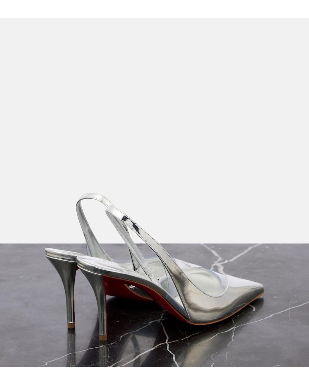 Christian Louboutin Posticha 80 Metallic Leather Slingback Pumps in ...
