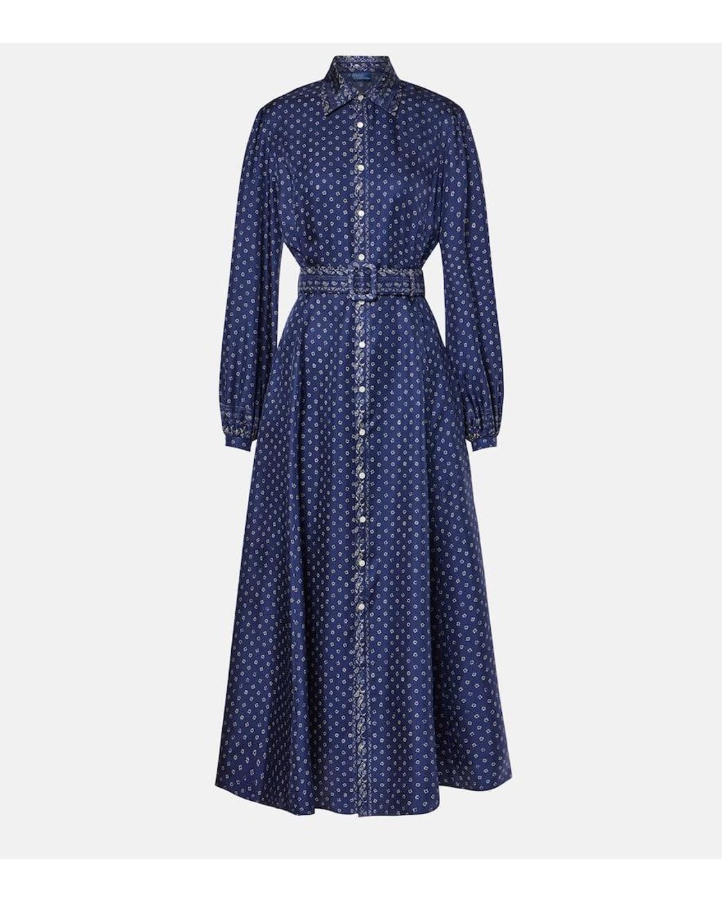 Polo Ralph Lauren Paisley Silk Midi Dress in Blue | Lyst