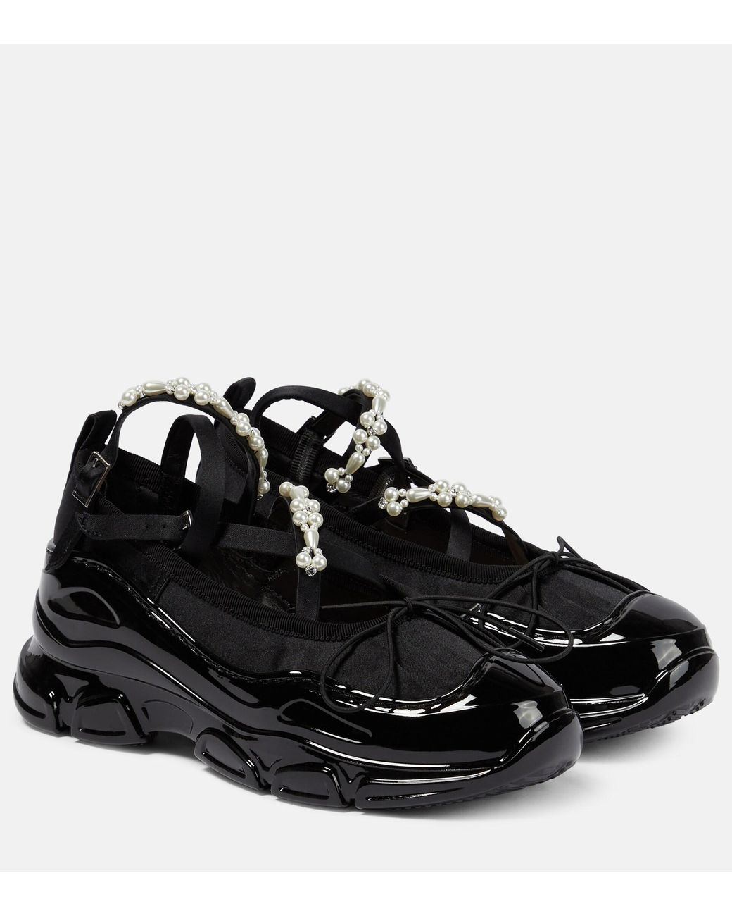 Simone Rocha Low Trek Faux Pearl-embellished Shoes in Black | Lyst