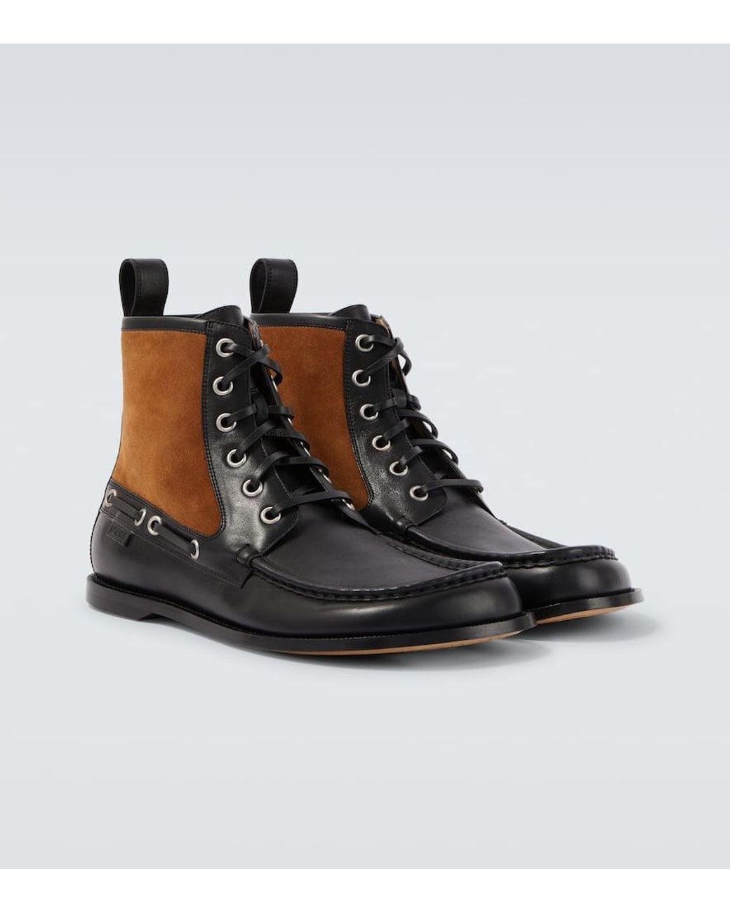 Loewe Campo Suede And Leather Lace-Up Boots in Brown for Men | Lyst