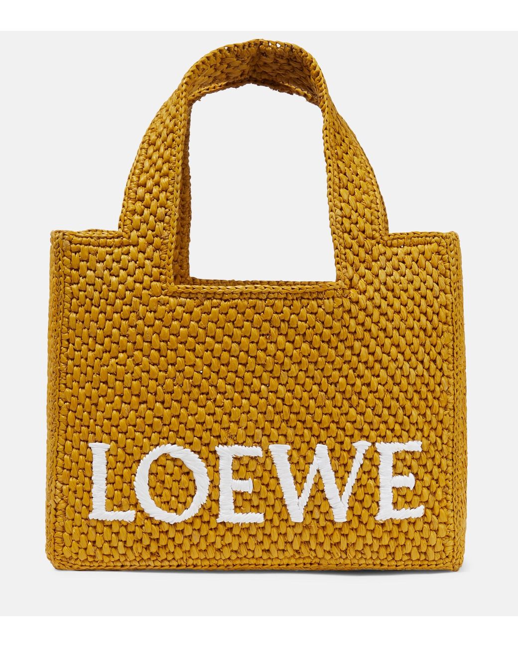 Loewe Paula's Ibiza Small Logo Raffia Tote Bag in Yellow | Lyst