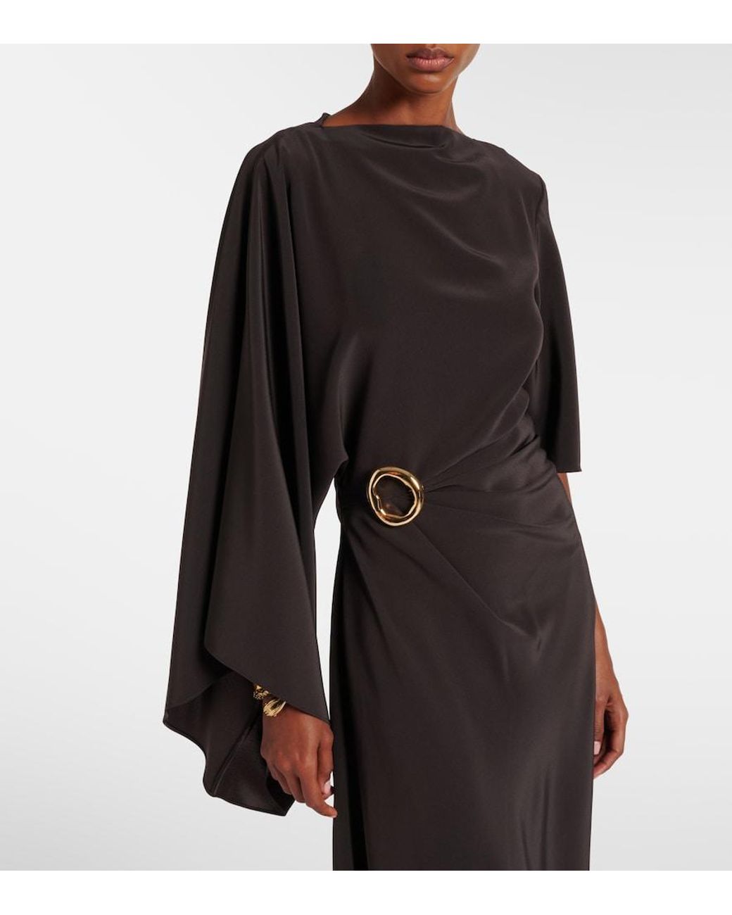 JOSEPH Joya Satin Twill Midi Dress in Black | Lyst
