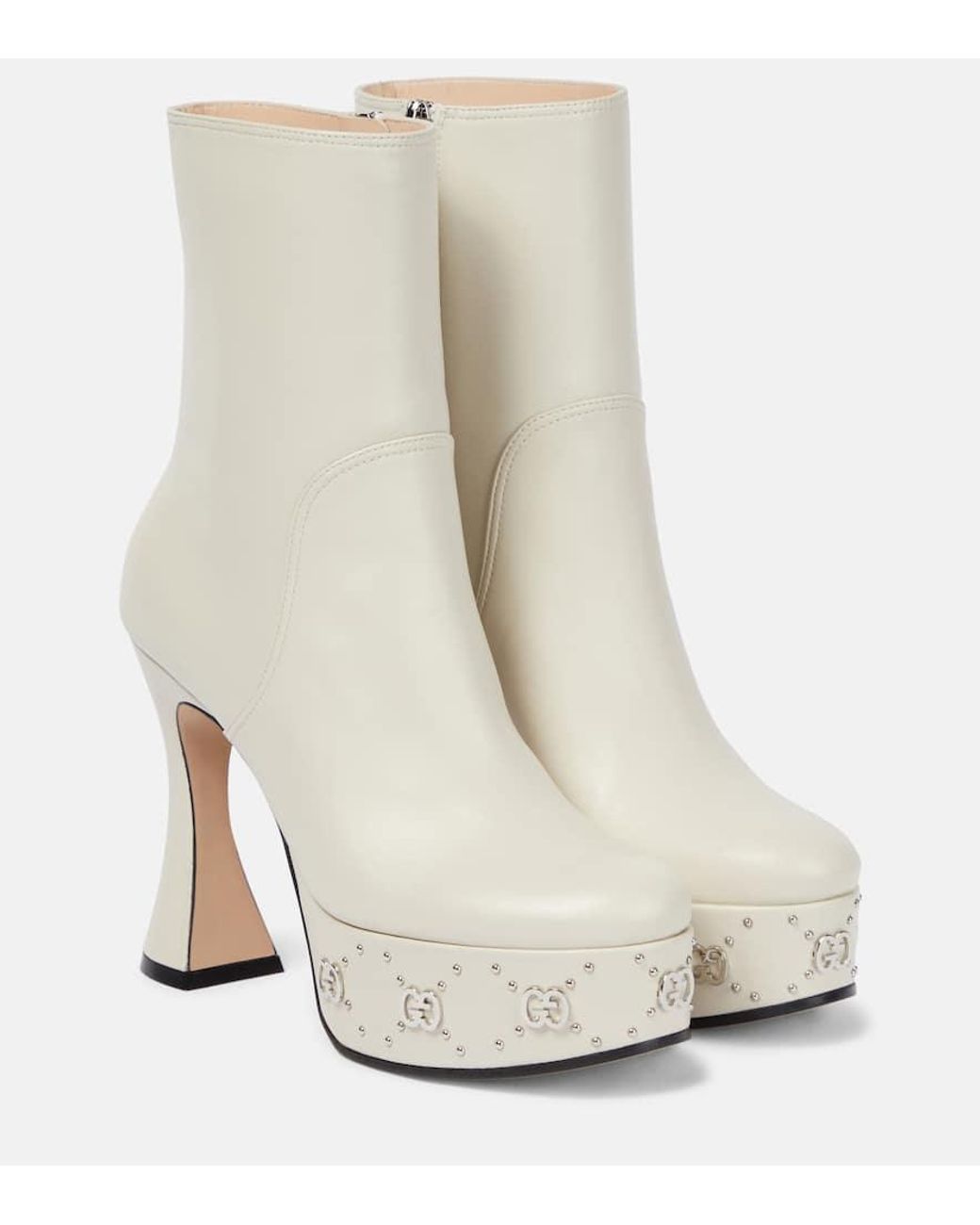 Gucci Janaya 115mm Leather Booties in White | Lyst